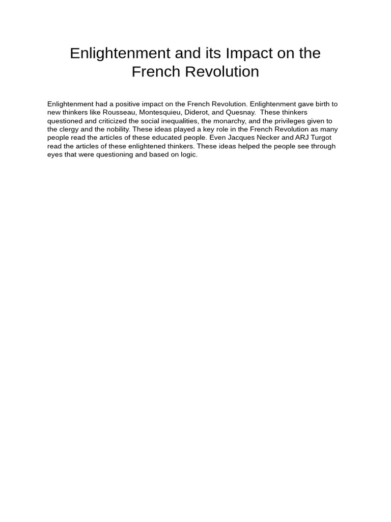 Enlightenment and Its Impact on the French Revolution | PDF