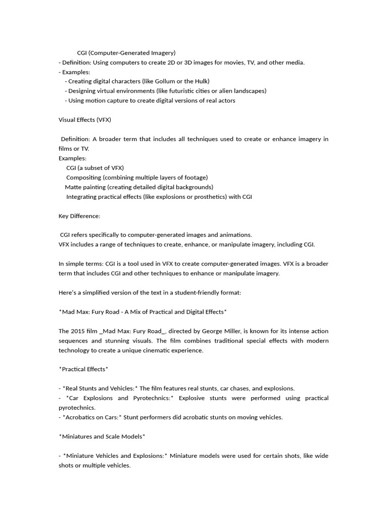 CGI Computer-Generated Imagery | PDF | Computer Generated Imagery