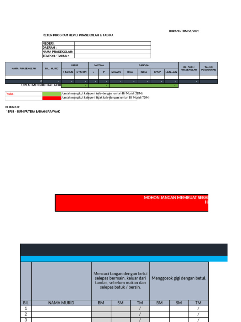HEPILI PRASEKOLAH - Sekolah Template Kosong SKJ | PDF