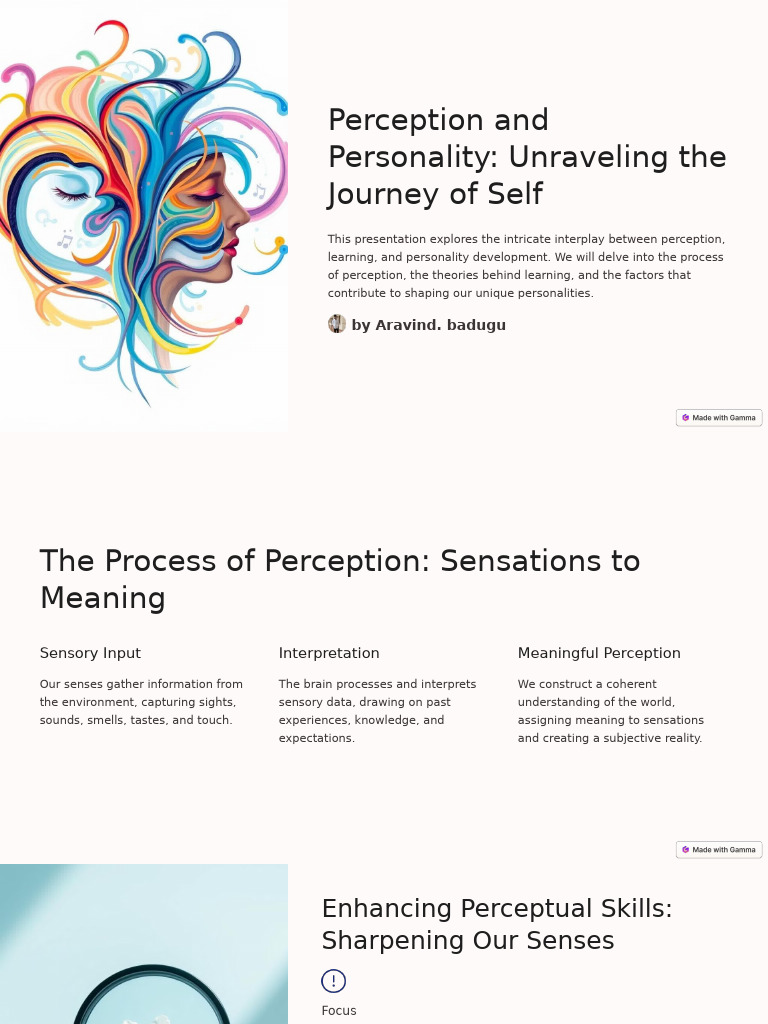 Perception & Personality Development | PDF | Perception | Senses