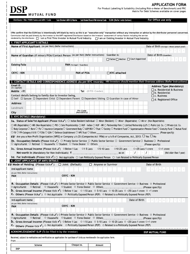 DSP Application and SIP Form | PDF | Banks | Debit Card