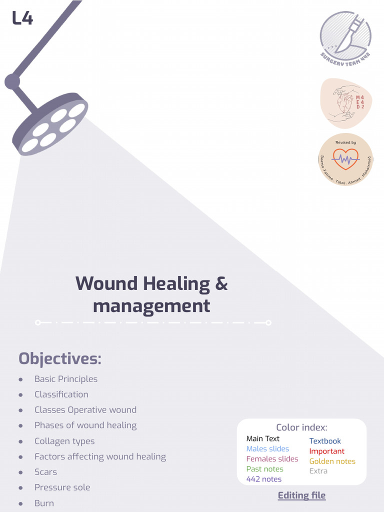 L4) Wound Healing & Management | PDF | Wound Healing | Platelet
