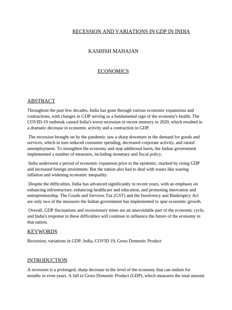 Economics Research Paper | PDF | Recession | Fiscal Policy