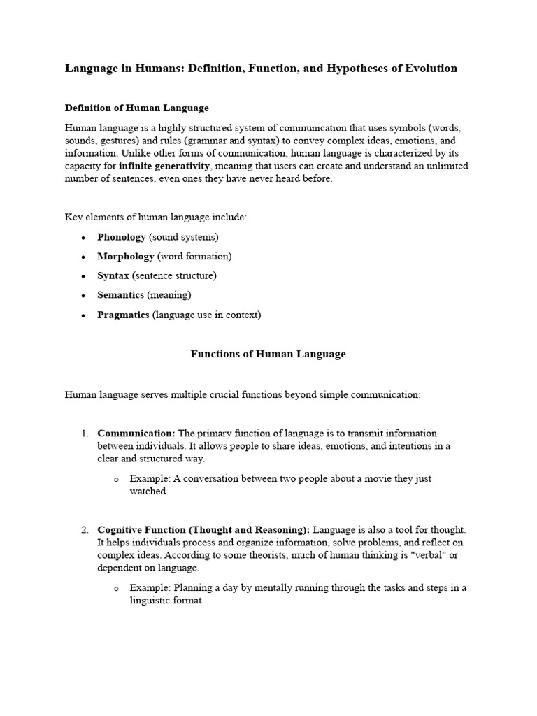 Language In Humans Pdf Semantics Communication