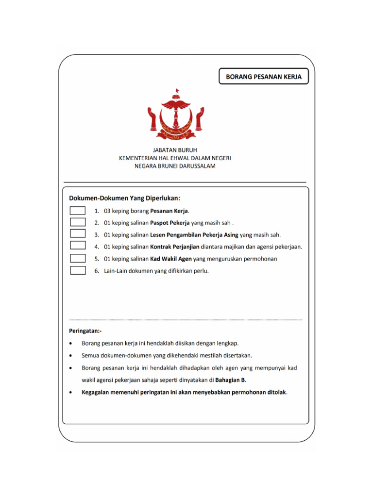 Borang Pesanan Kerja Notis | PDF