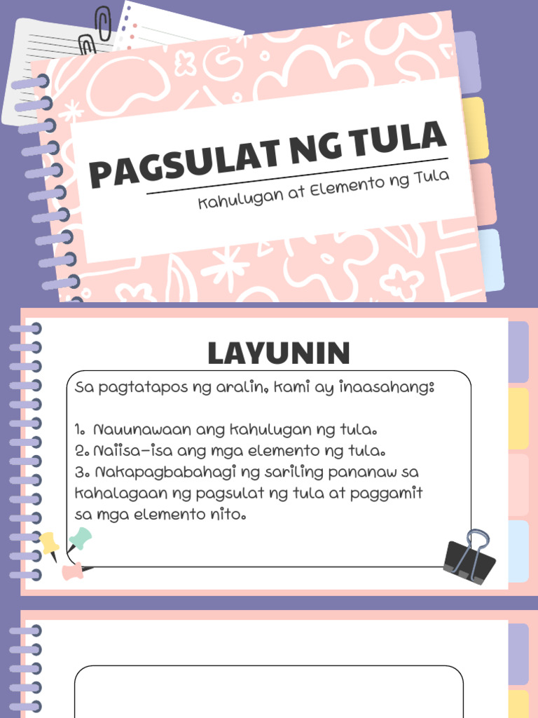 Kahulugan at Elemento NG Tula | PDF