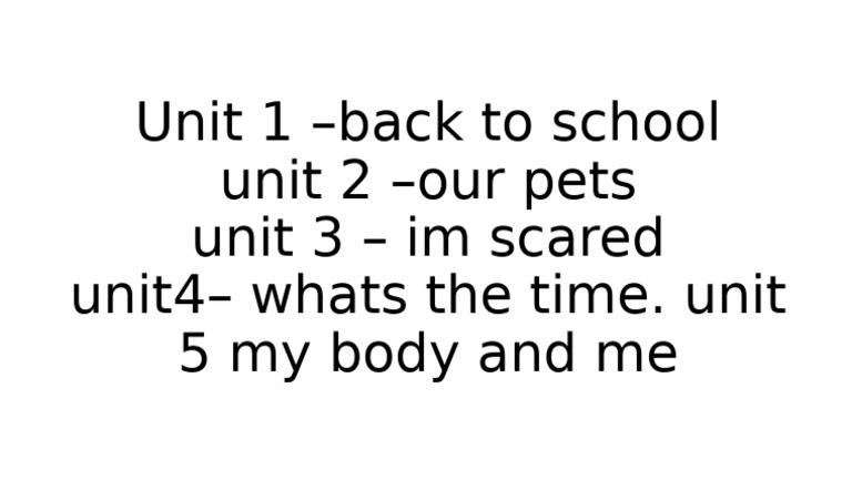 Unit 1: Back to School Overview | PDF