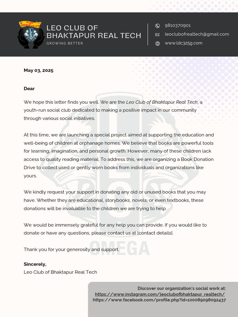 Book Donation Letter | PDF