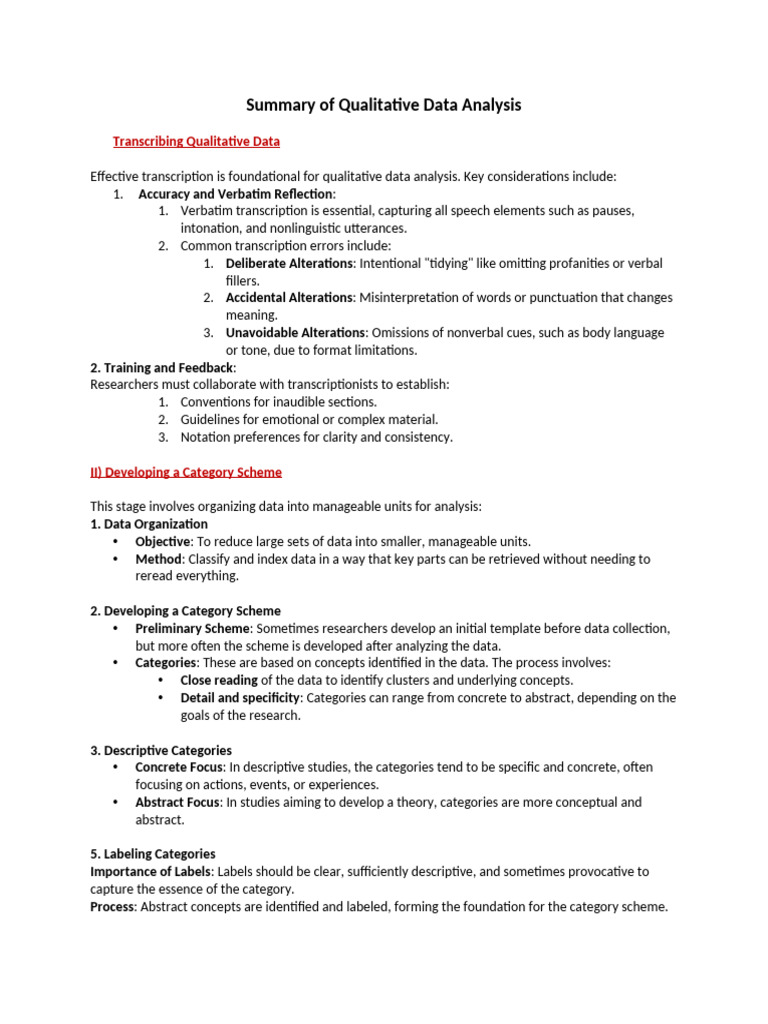 Summary of Qualitative Data Analysis | PDF | Data | Qualitative Research