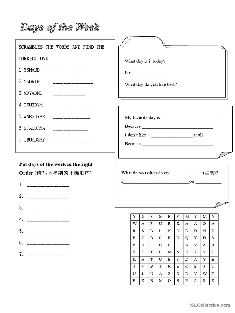 Days of Week | PDF