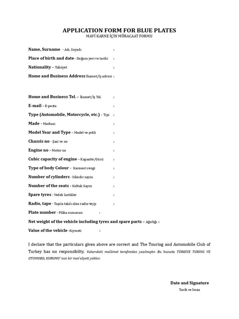 YTGGK Basvuru Formu | PDF