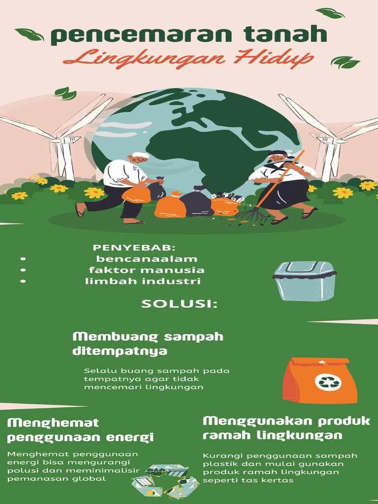 Infografis Pelestarian Lingkungan Kreatif Berwarna Krem Dan Hijau | PDF