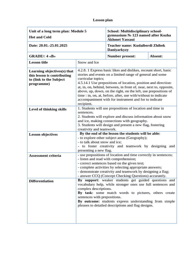 1.1. Template Lesson Plan | PDF | Learning | Lesson Plan