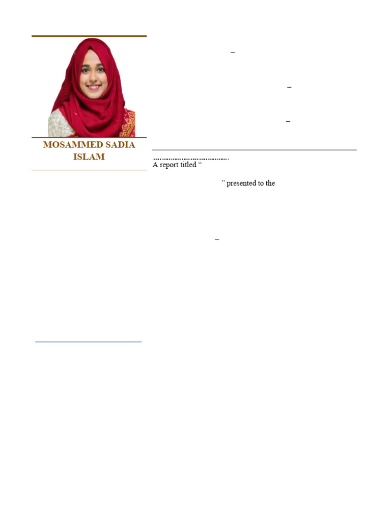 CV of Mosammed Sadia Islam | PDF | Pharmacy | Pharmacology