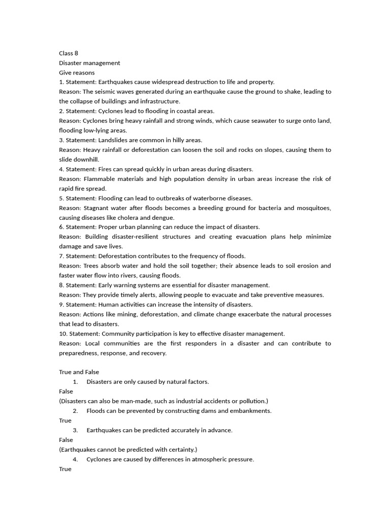 Class 8 disaster management | PDF | Natural Disasters | Flood