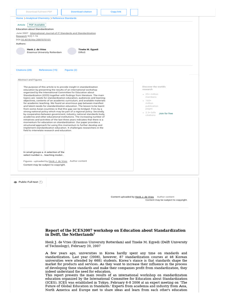 (PDF) Education About Standardization | PDF | Curriculum | Educational Technology