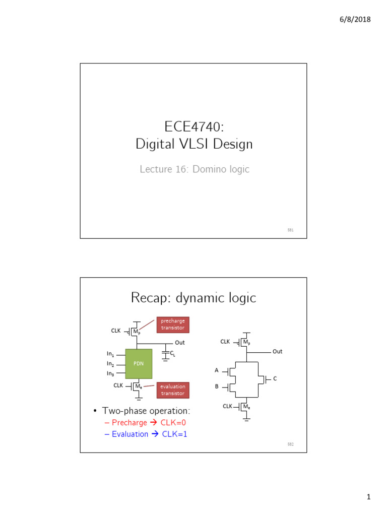 4740 Lecture16 Domino Logic | PDF | Cmos | Logic Gate
