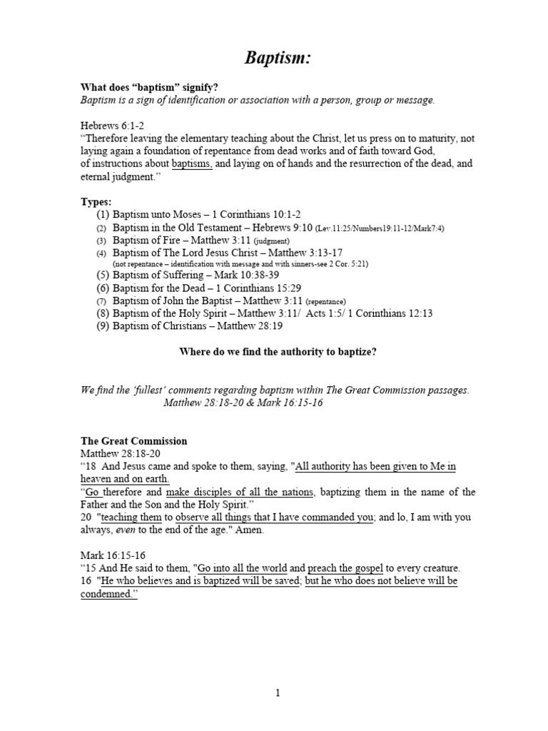 Baptism Notes - Christian and The Church | PDF | Baptism | Sacraments