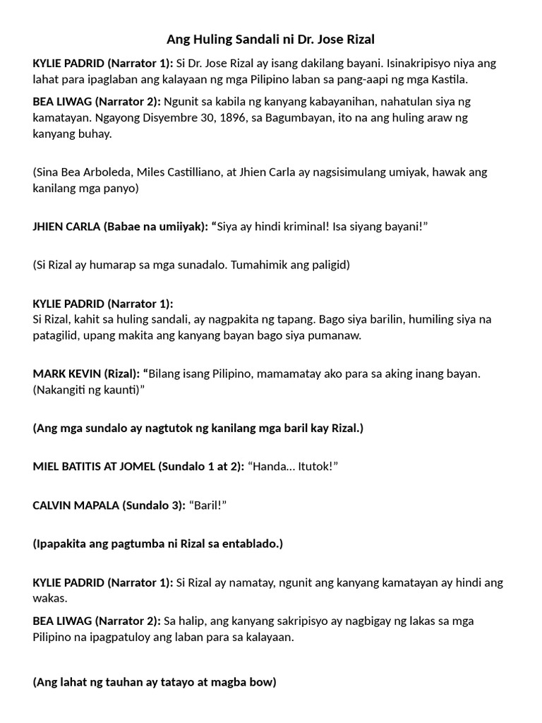 Ang Huling Sandali Ni DR | PDF