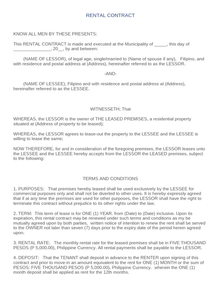 LEASE CONTRACT | PDF | Lease | Leasehold Estate