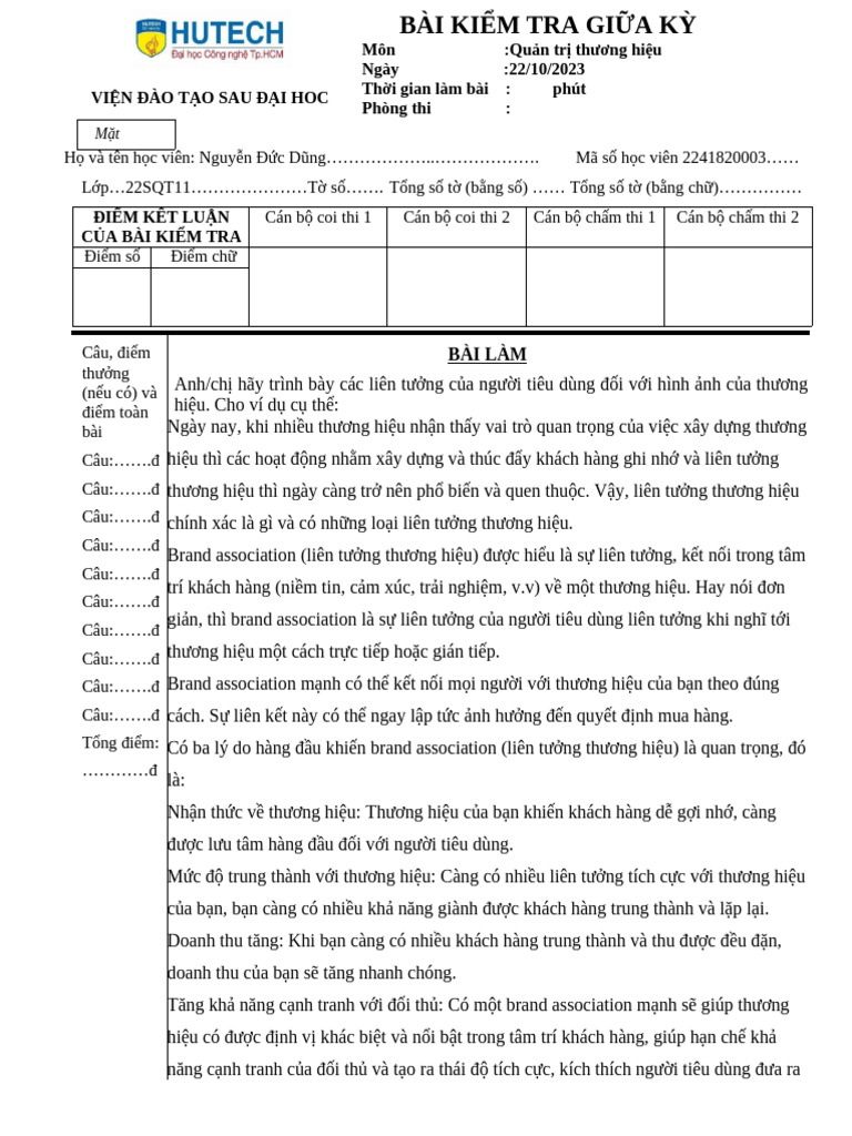 Mau GIAY KIEM TRA GIỮA KỲ | PDF