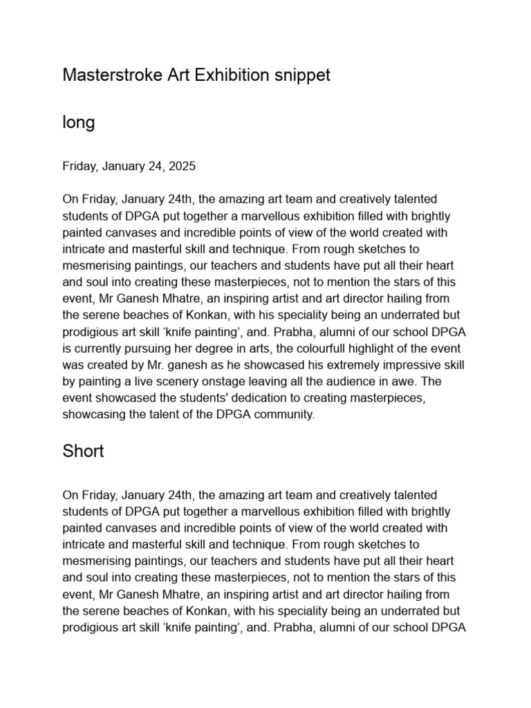 Masterstroke Art Exhibition | PDF | Plastic Arts | The Arts