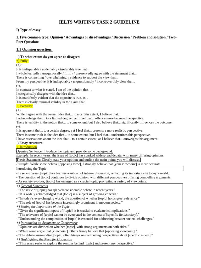 Ielts Writing Task 2 Guideline | PDF | Argument | Reason