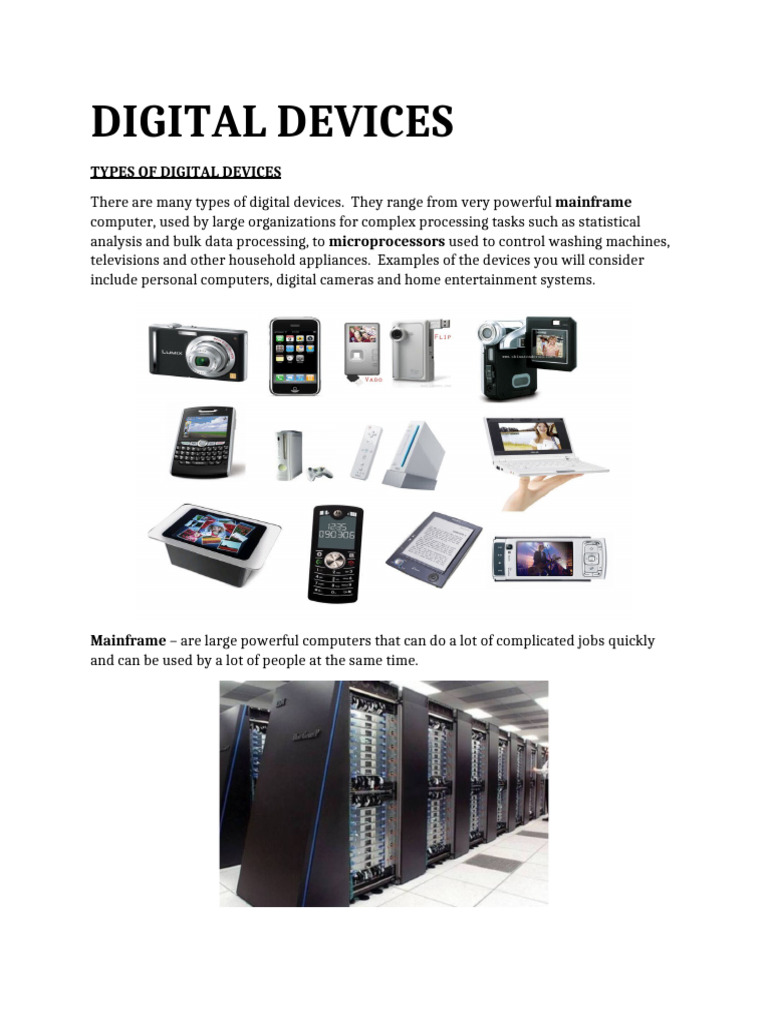 Chapter One Digital Devices | PDF | Printer (Computing) | Smartphone