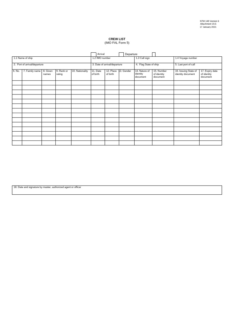 Attachment-19.5-Crew-List-FAL-Form-5 | PDF