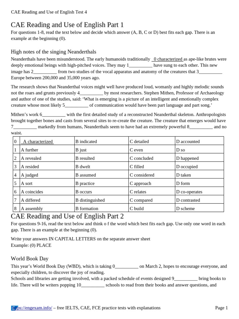 CAE Reading and Use of English Test 4 | PDF