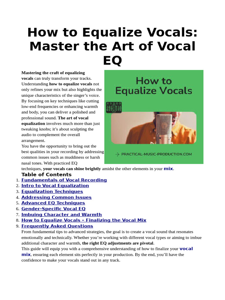 Basic EQ Mix | PDF | Equalization (Audio) | Microphone