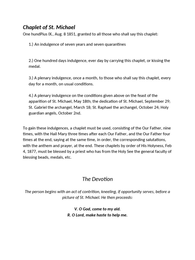 ROSARY NOVENA OF ST. MICHAEL | PDF | Michael (Archangel) | Angel