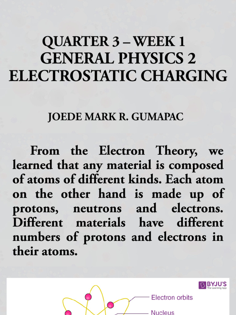 Week 1 Electrostatic Charging | PDF