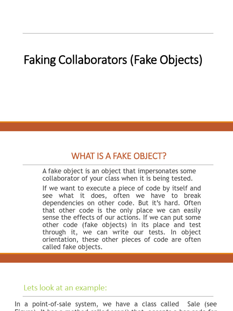 Week 14-Faking Collaborators (Fake Objects) | PDF | Method (Computer ...