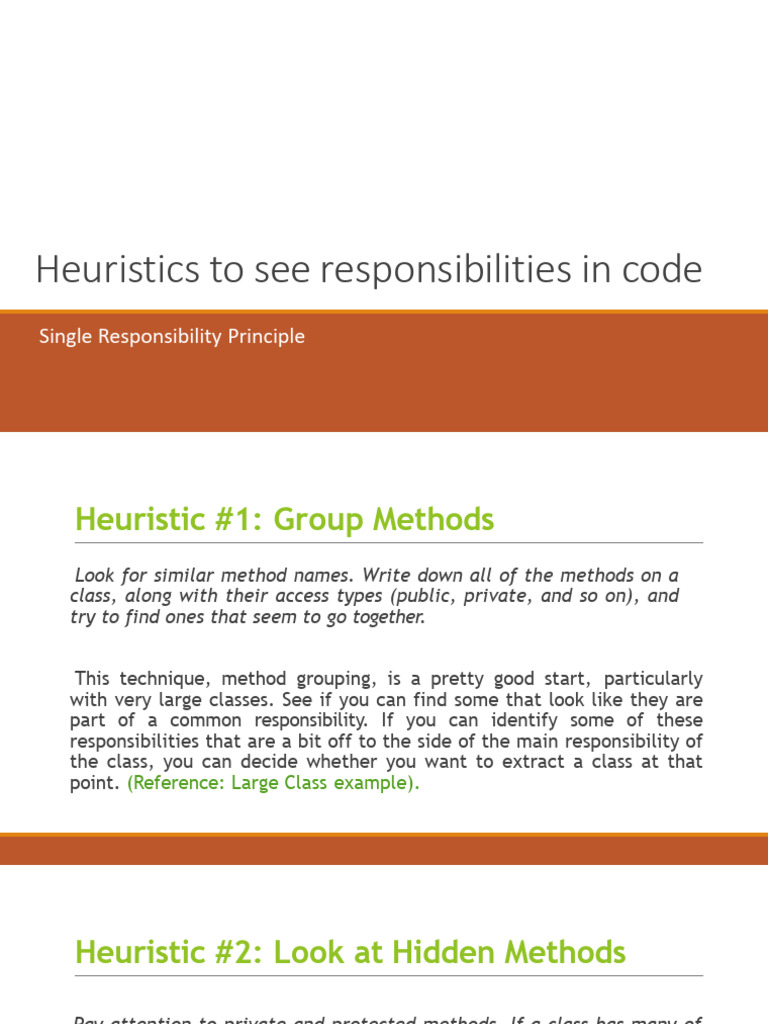 Week 12 - Heuristics To See Responsibilities in Code + SRP | PDF | User (Computing) | Software ...