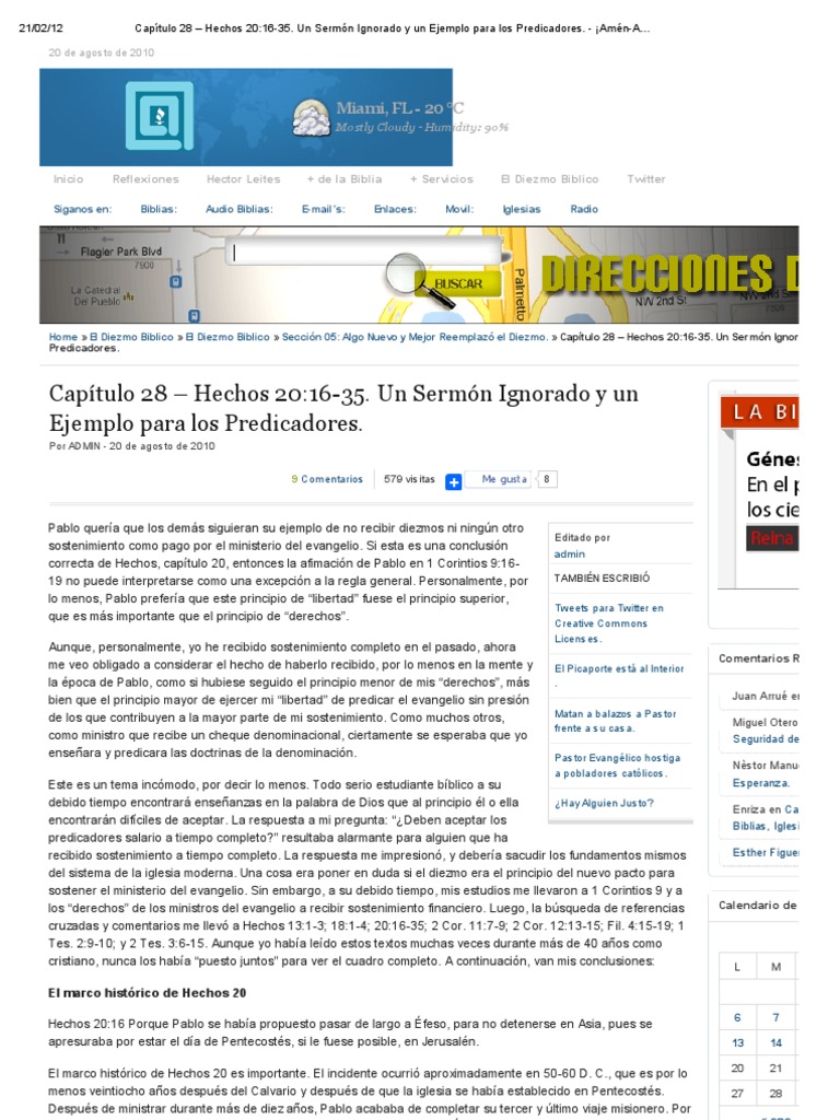Capítulo 28 - Hechos 20 - 16-35. Un Sermón Ignorado y Un Ejemplo para ...