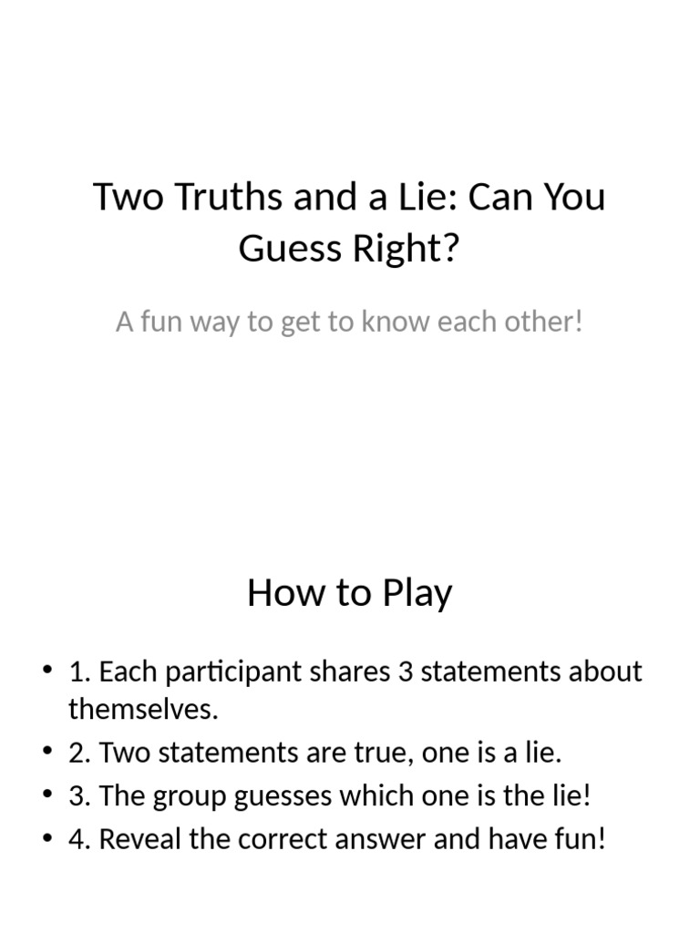Two Truths and a Lie Game Guide | PDF