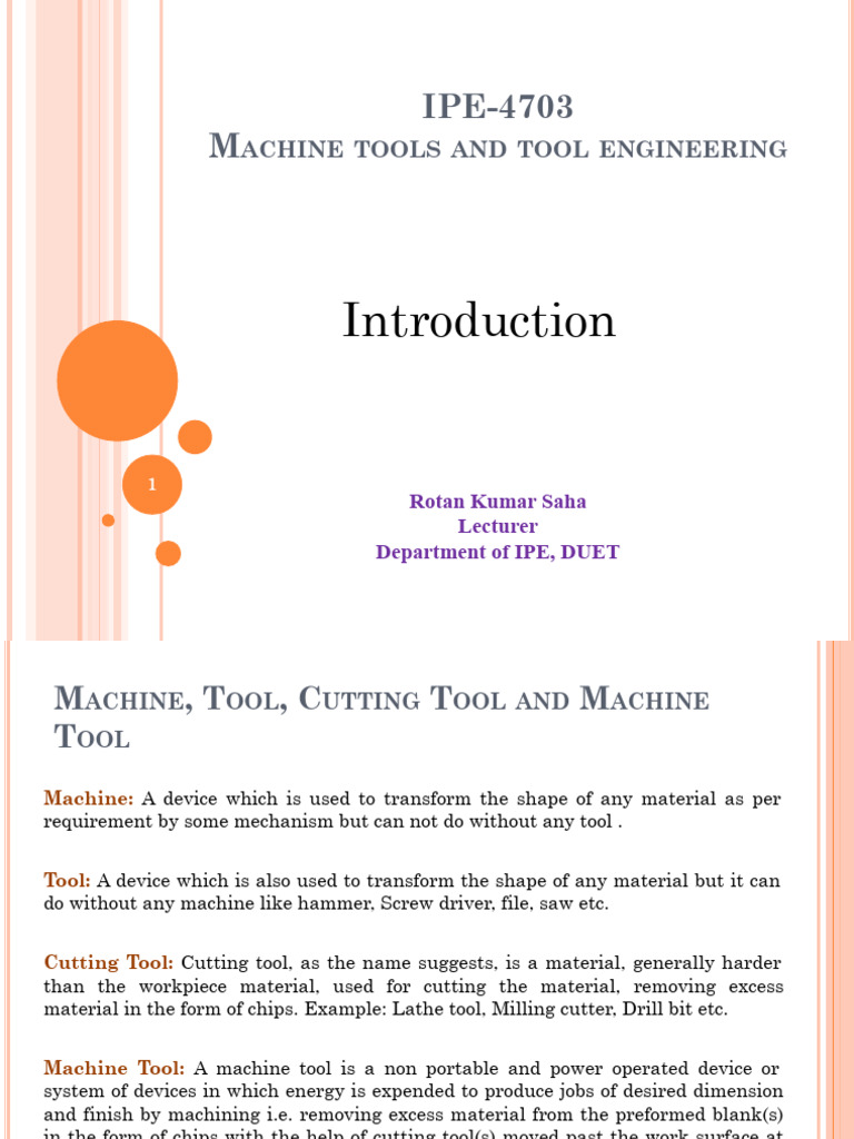 IPE-4703 Machine Tools and Tool Engineering (2).Pptx | PDF | Machine Tool | Machining