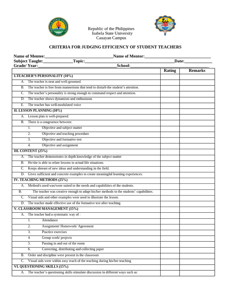 Teaching Demo Checklist - 1 | PDF | Teachers | Teaching Method