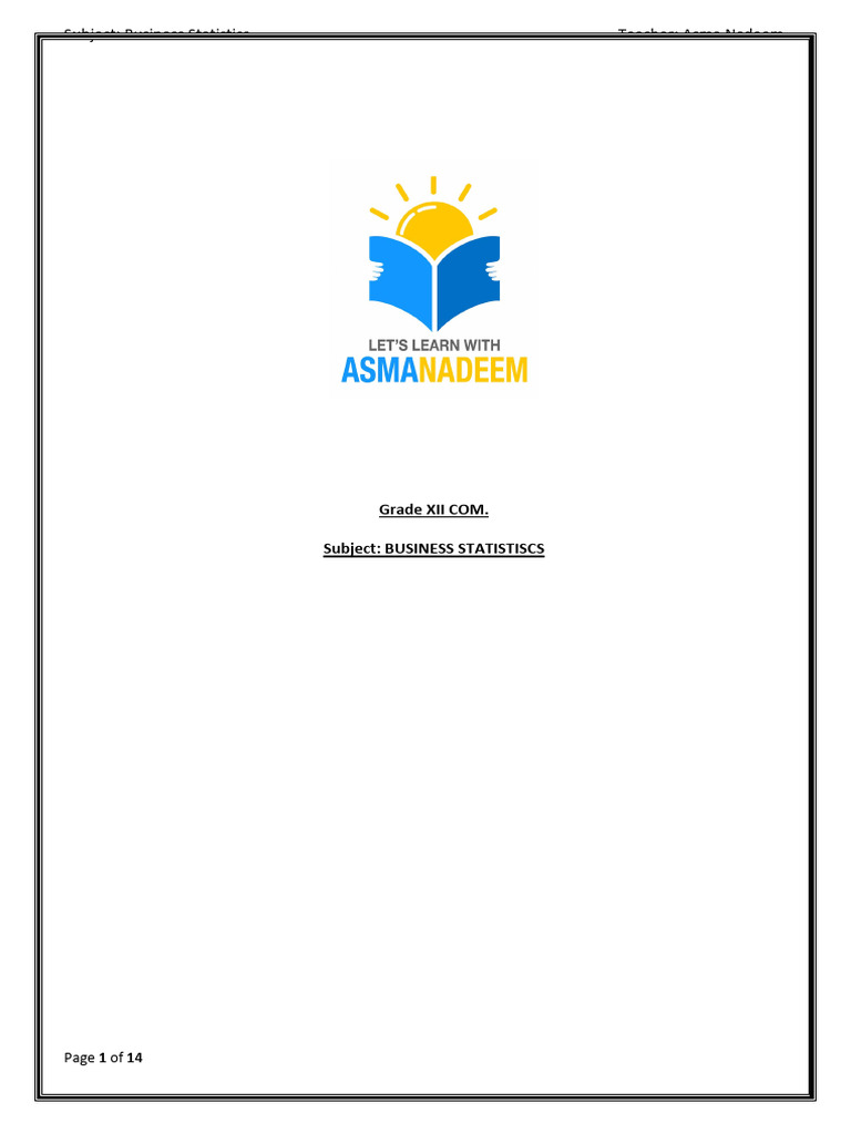 Chapter # 1, What is Statistics | PDF | Statistics | Arithmetic Mean