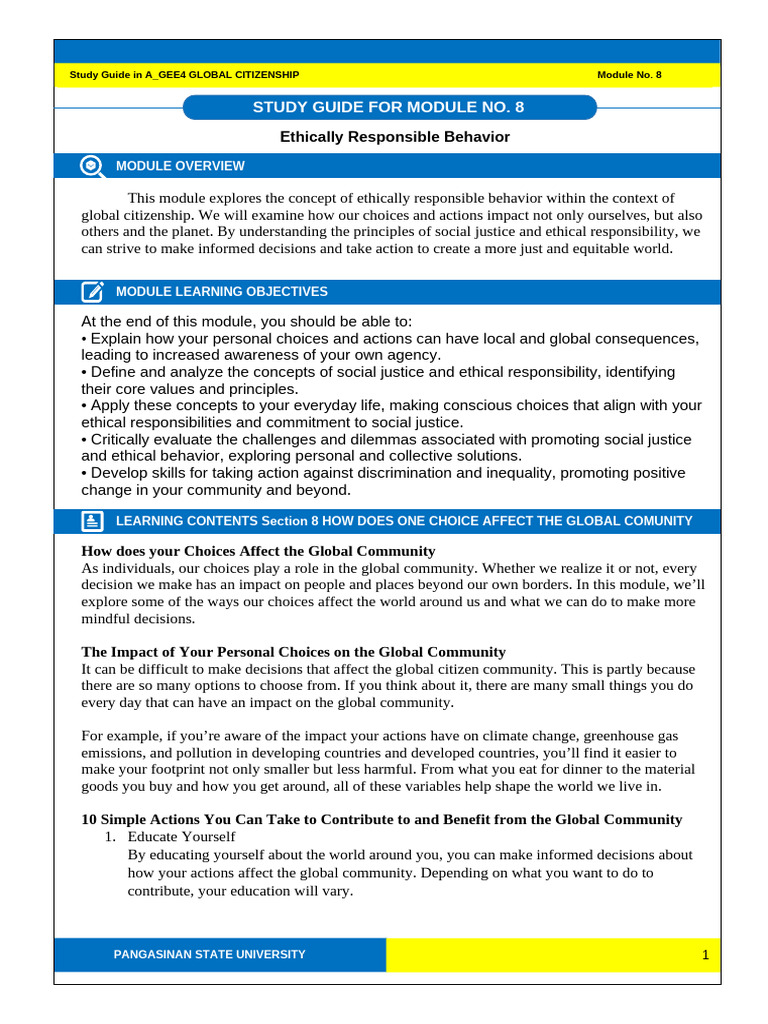 Global Citizenship: Ethical Choices Guide | PDF | Justice | Crime ...