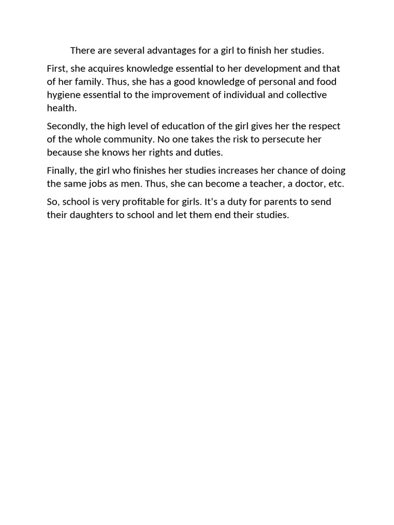 Paragraph On Girls' Studies | PDF