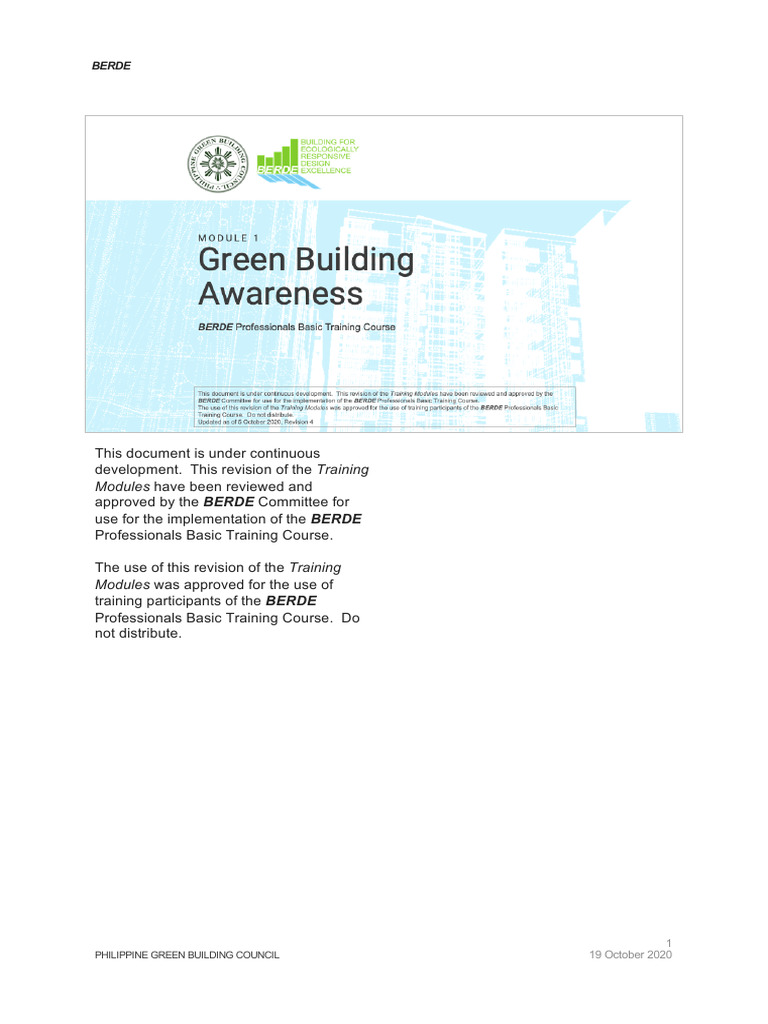 BERDE Professionals Training Modules | PDF | Green Building ...