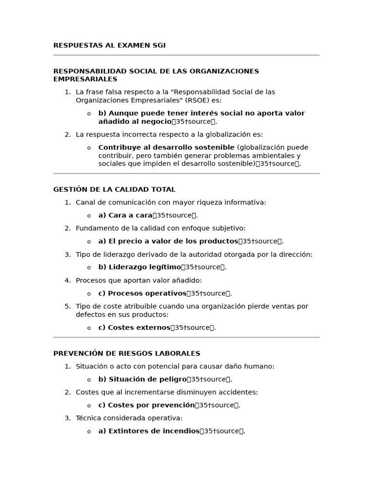 RESPUESTAS AL EXAMEN SGI | PDF | Riesgo | Evaluación del ciclo de vida