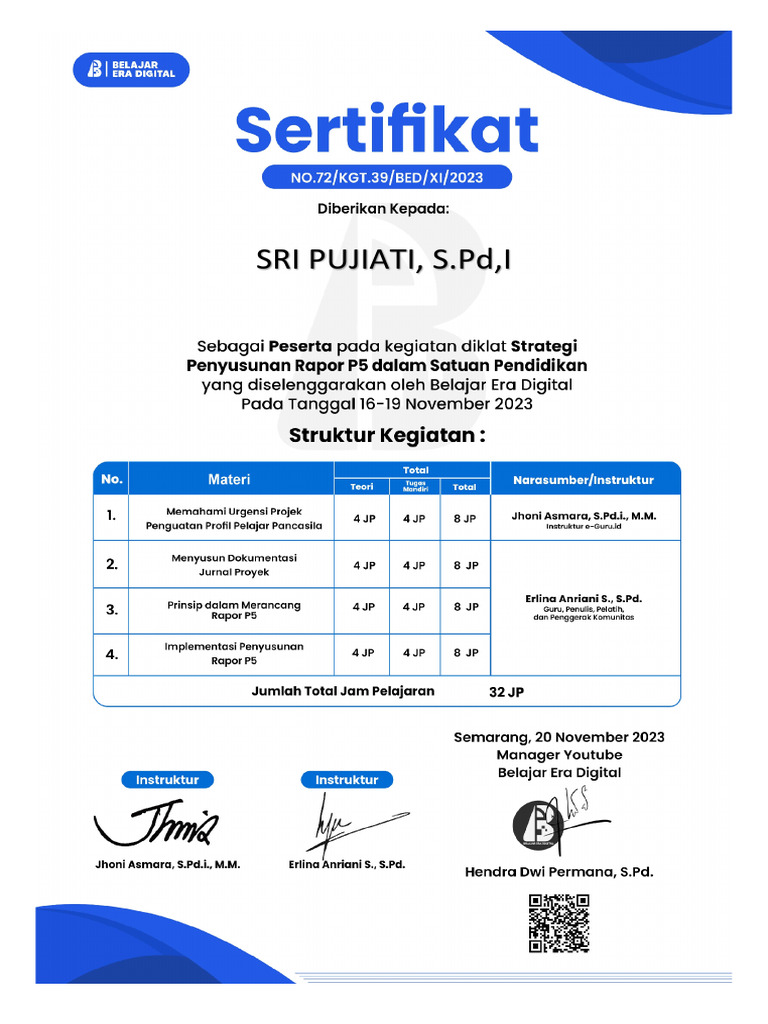 SERTIFIKAT SRI PUJIATI 5 | PDF