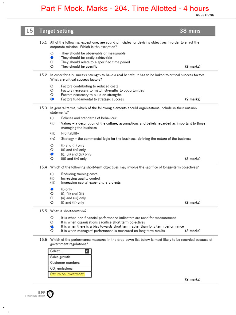 Corporate Mission and Performance Objectives | PDF | Return On ...