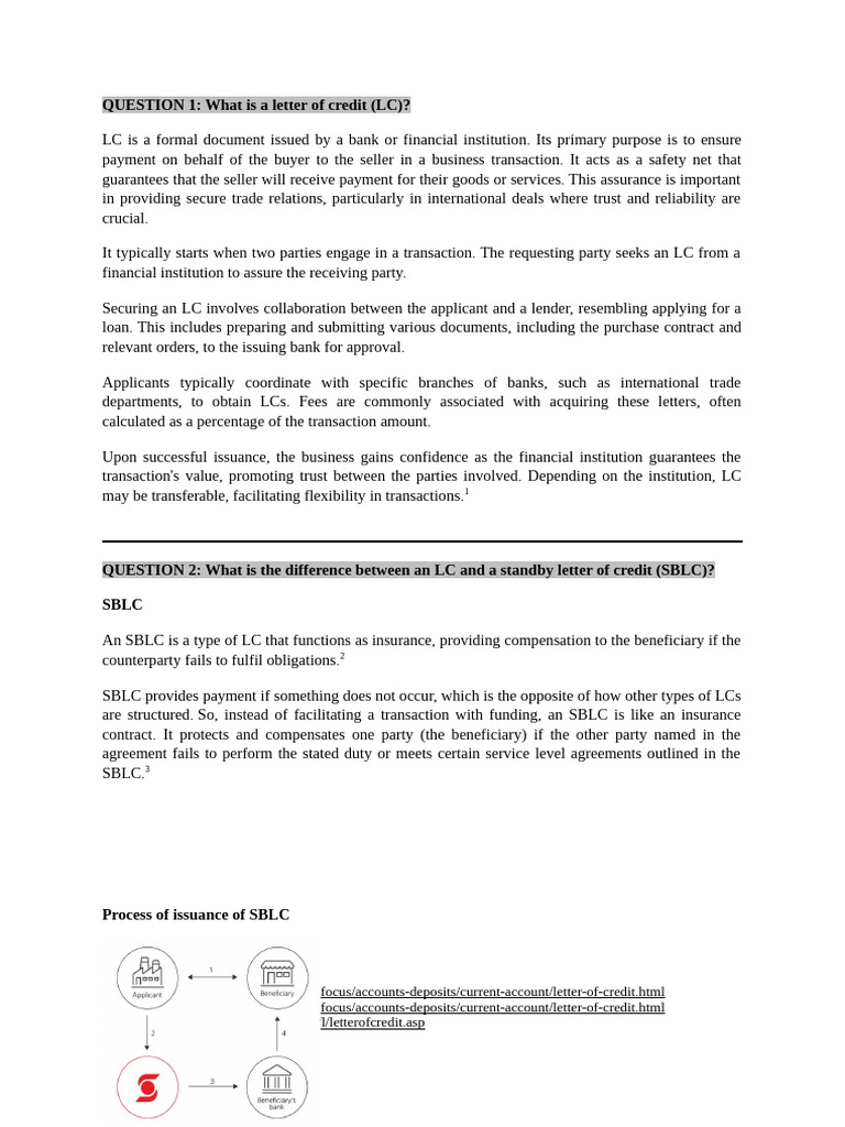 Research Note - LC and SBLC | PDF | Letter Of Credit | Business