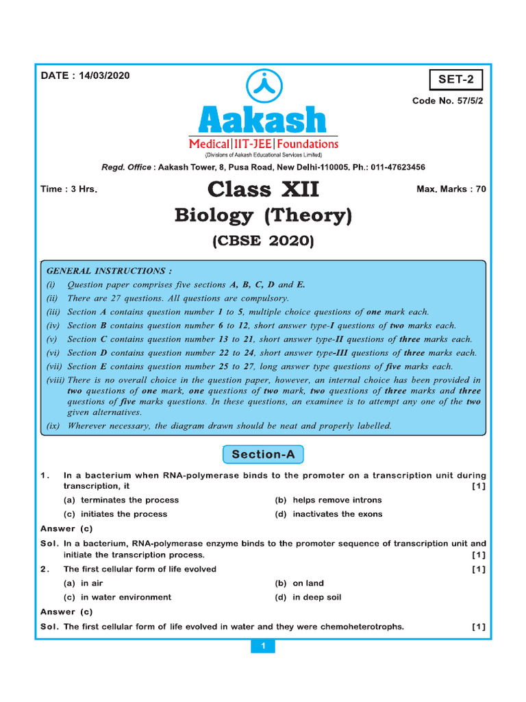 Biology Class 12 2020 | PDF