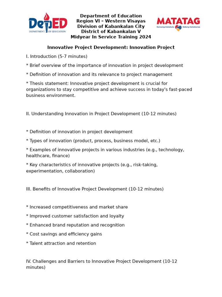 Innovative Project Development Training 2024 | PDF | Project Management ...