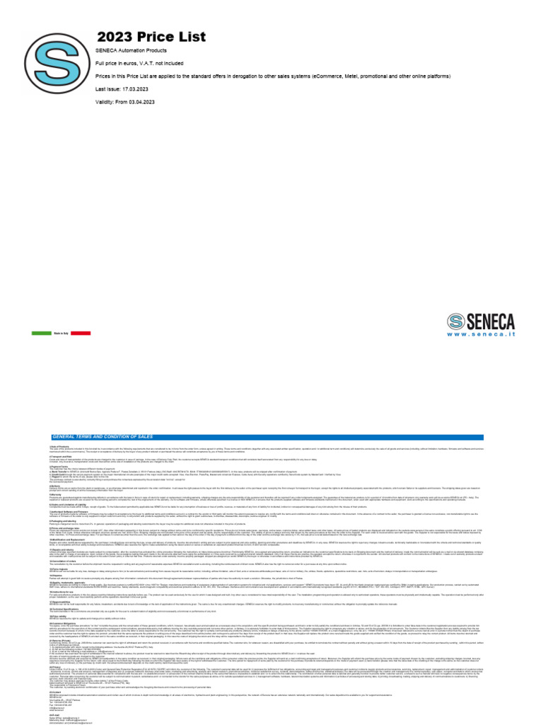 2023 Seneca Automation Price List | PDF | Taxes | Prices